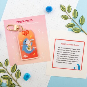 Cute Shark Blahaj Wealth Omamori Keychain Japanese Lucky Charm | Kawaii ...