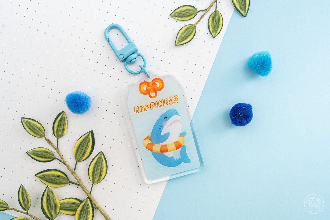Cute Shark Blahaj Happiness Omamori Keychain Japanese Lucky Charm ...