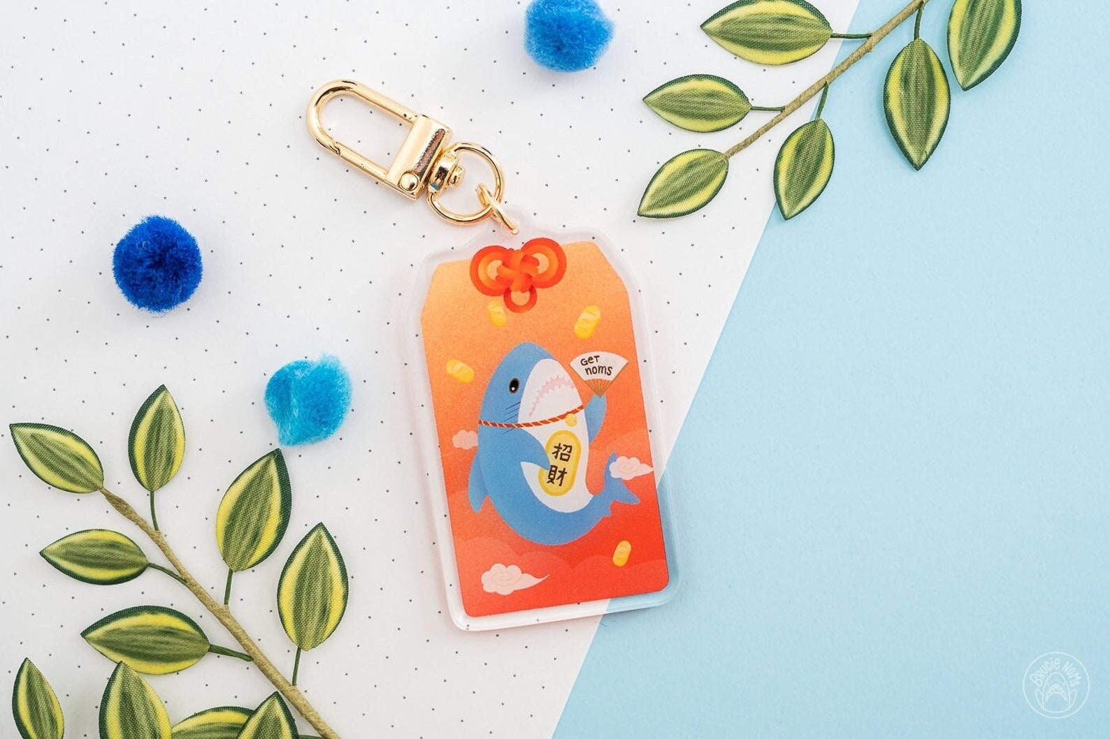 Cute Shark Blahaj Wealth Omamori Keychain Japanese Lucky Charm | Kawaii ...