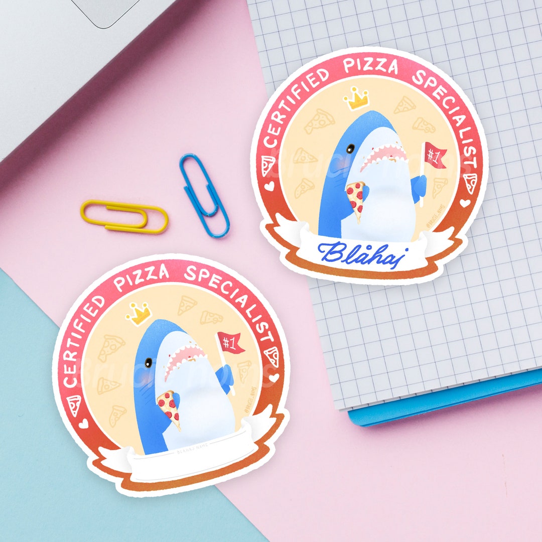 Blahaj Pizza Specialist Sticker: Kawaii Laptop Decal - Etsy
