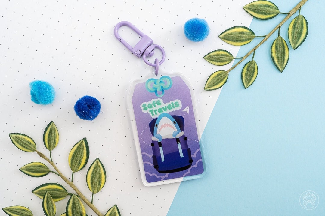 Cute Shark Blahaj Safe Travels Omamori Keychain Japanese Lucky Charm ...