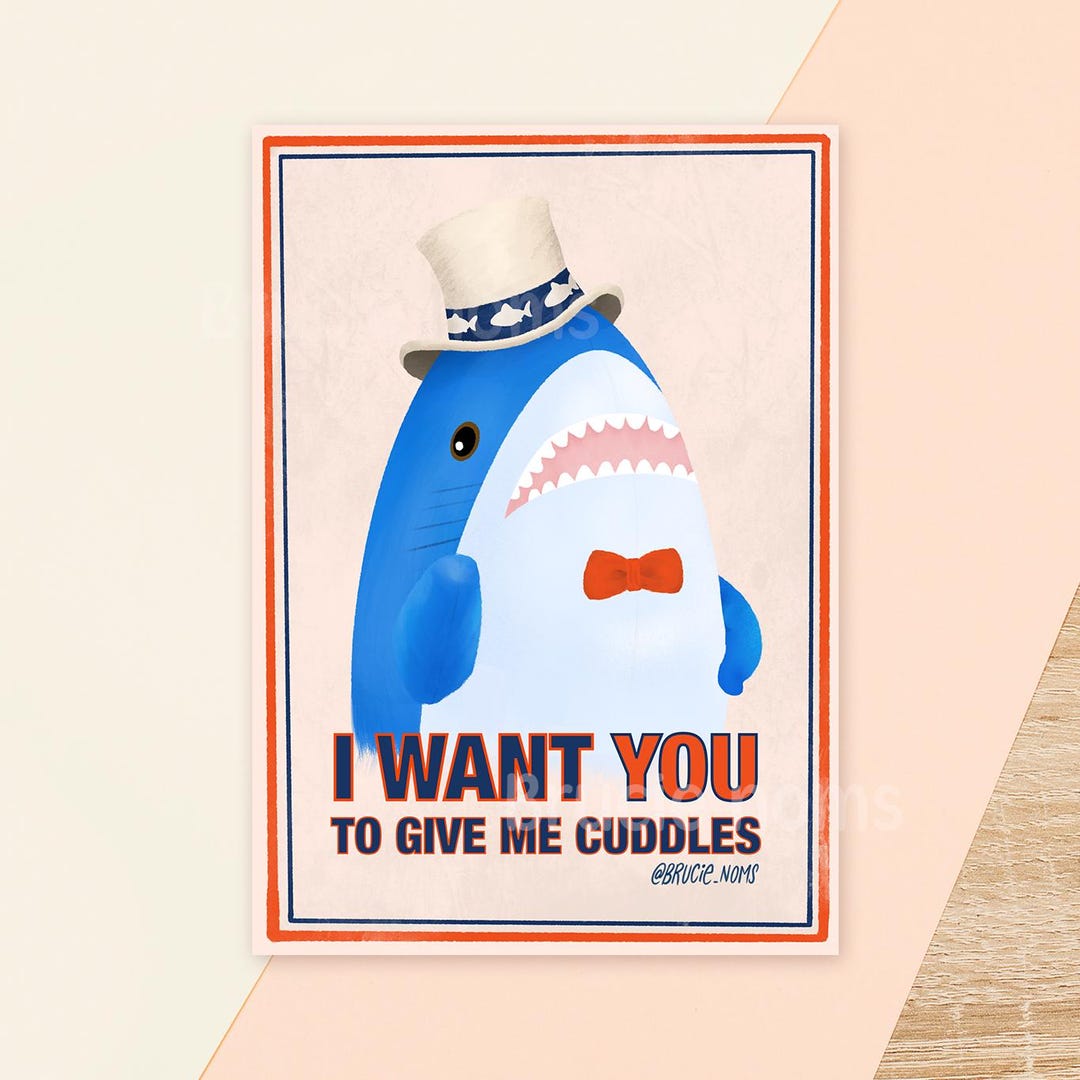 Cute Shark Blahaj I Want You Parody Famous Prints | Postcard ...