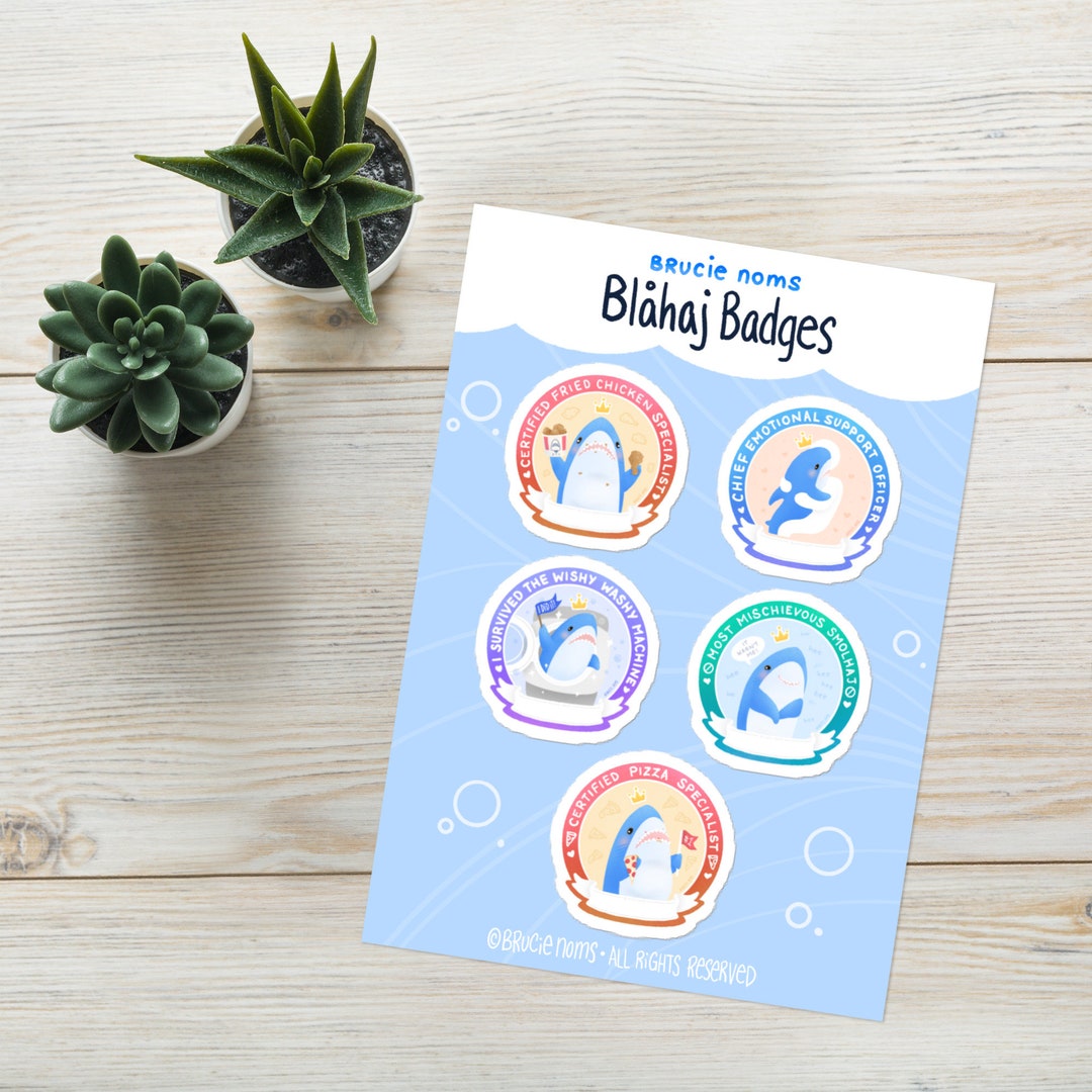 Blahaj Cute Shark Award Badges Sticker Sheet Baby Shark - Etsy