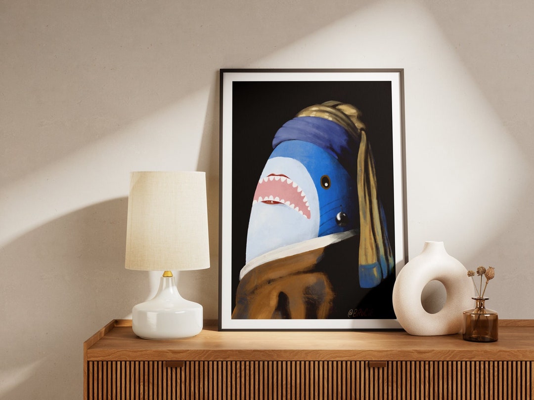The Blahaj With a Pearl Earring Poster | Baby Kawaii Cute Funny Fun ...