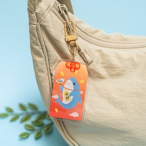 Cute Shark Blahaj Wealth Omamori Keychain Japanese Lucky Charm | Kawaii ...