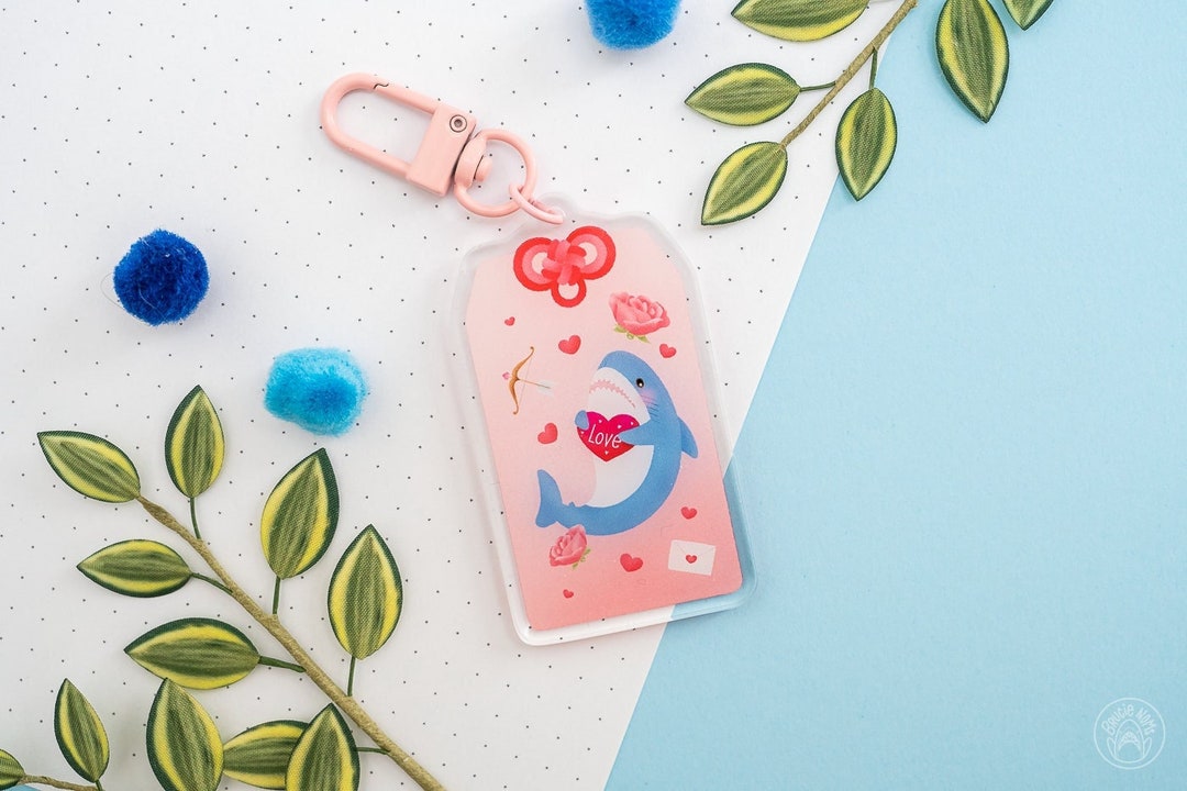 Cute Shark Blahaj Love Omamori Keychain Japanese Lucky Charm | Kawaii ...