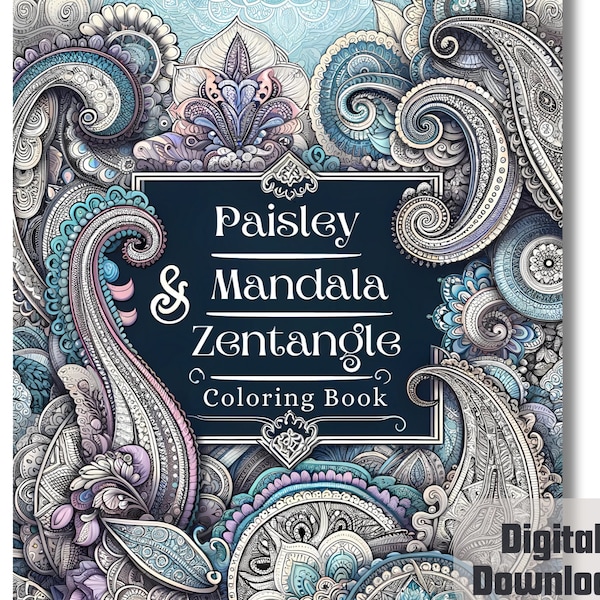 Intricate Paisley & Mandala Zentangle Coloring Book for Adults Stress ...