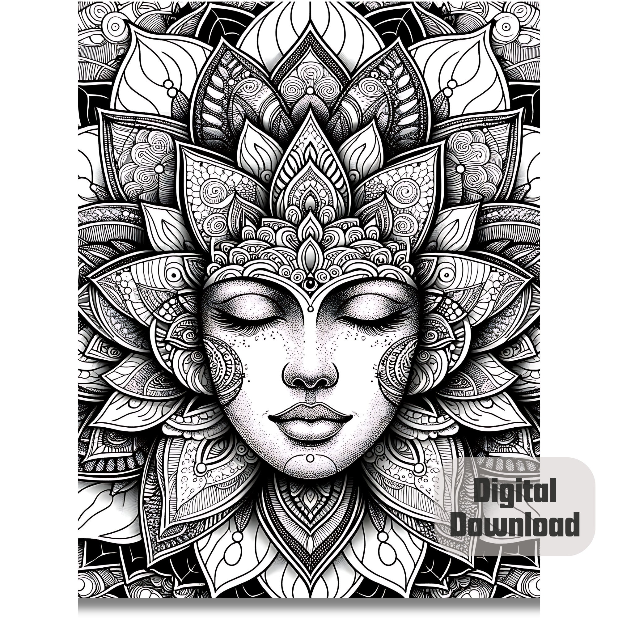 Elegant Mandalas & Faces: Adult Coloring Book for Relaxation ...