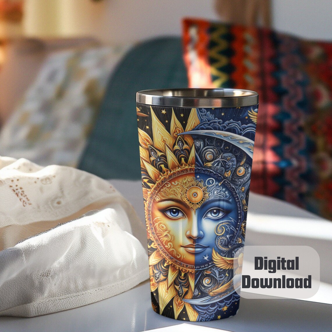 Mandala Eclipse Wall Art 24x30 Digital Print Day Night Theme - Etsy