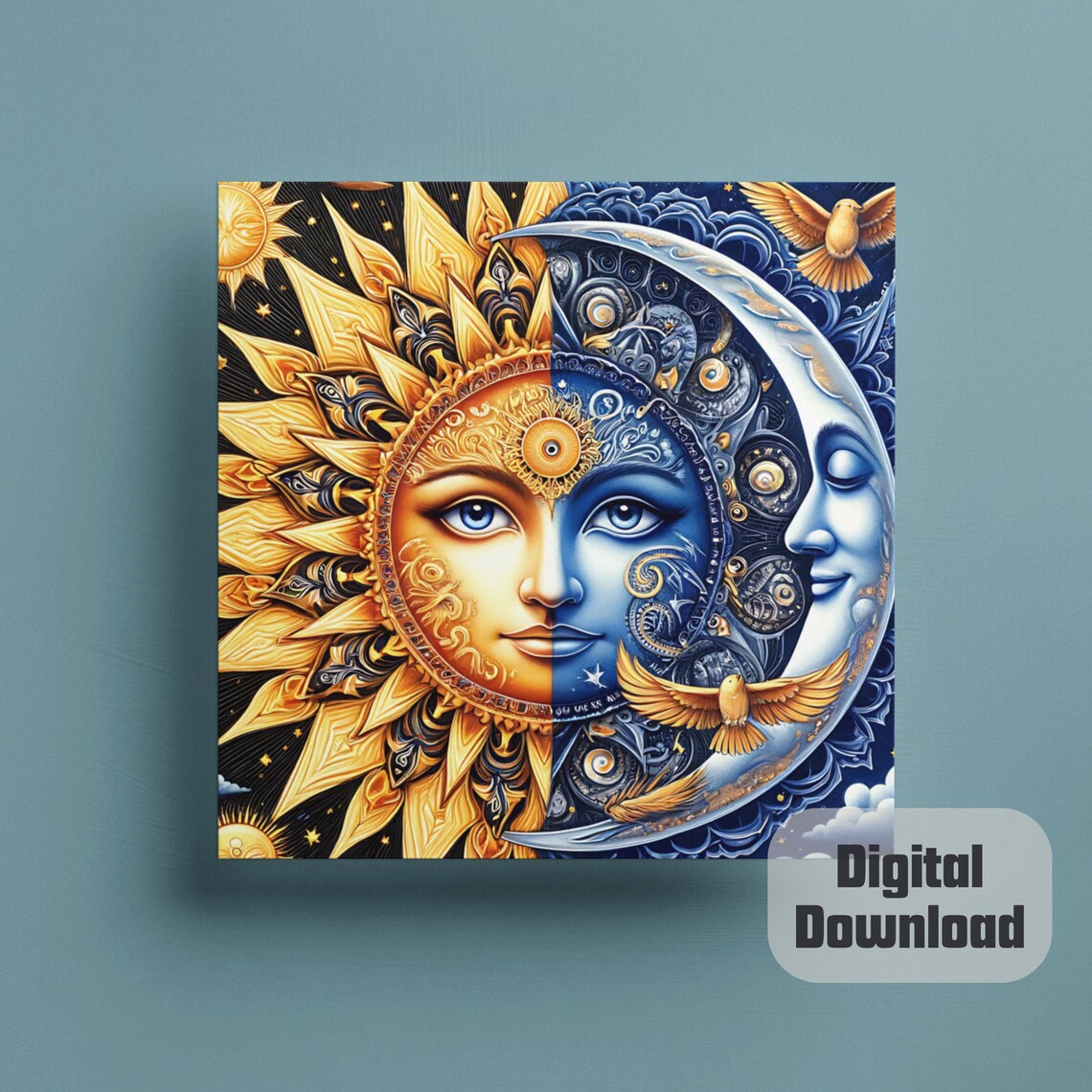 Mandala Eclipse Wall Art 24x30 Digital Print Day Night Theme - Etsy