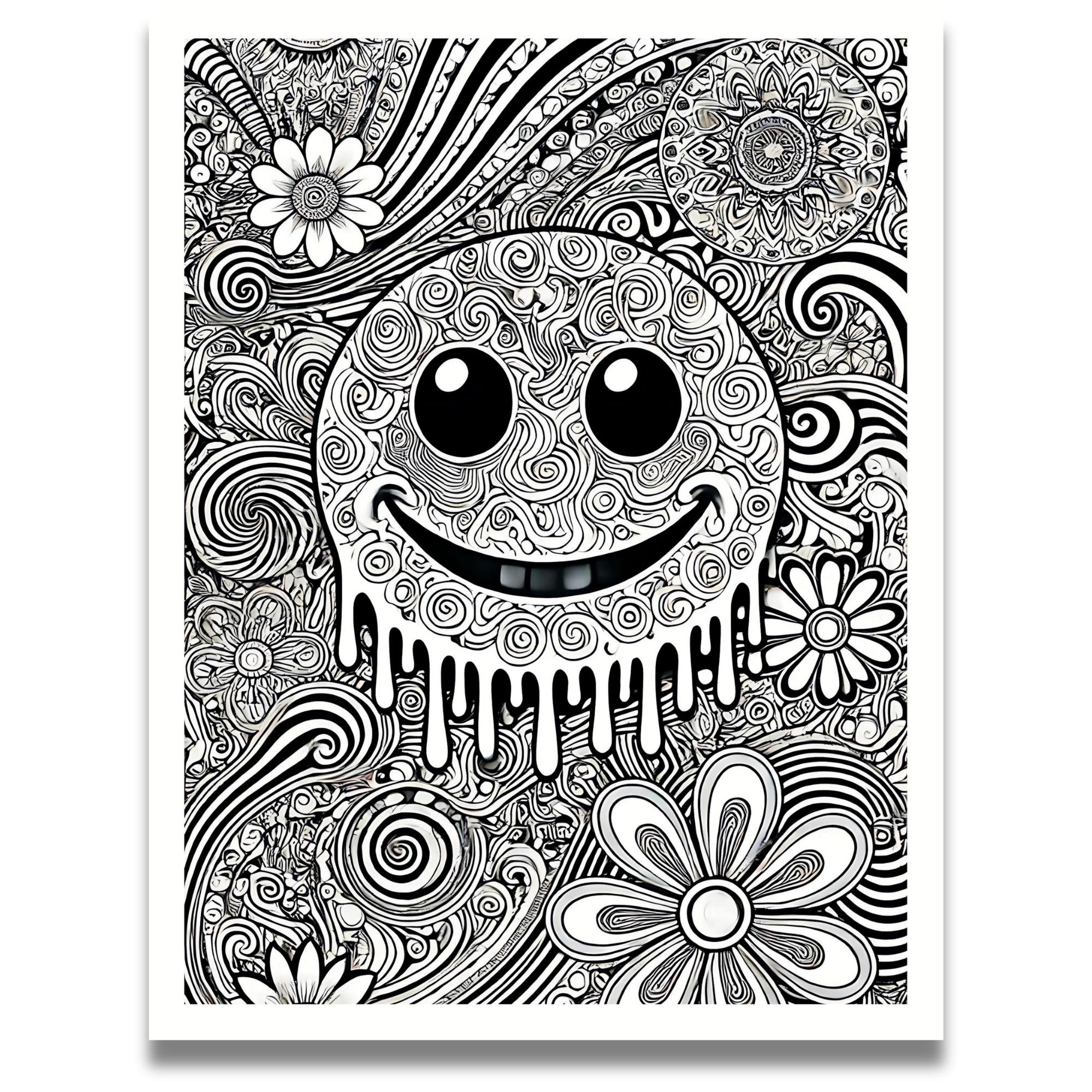 Retro Psychedelic Coloring Pages | 30 Groovy & Trippy Digital Designs ...