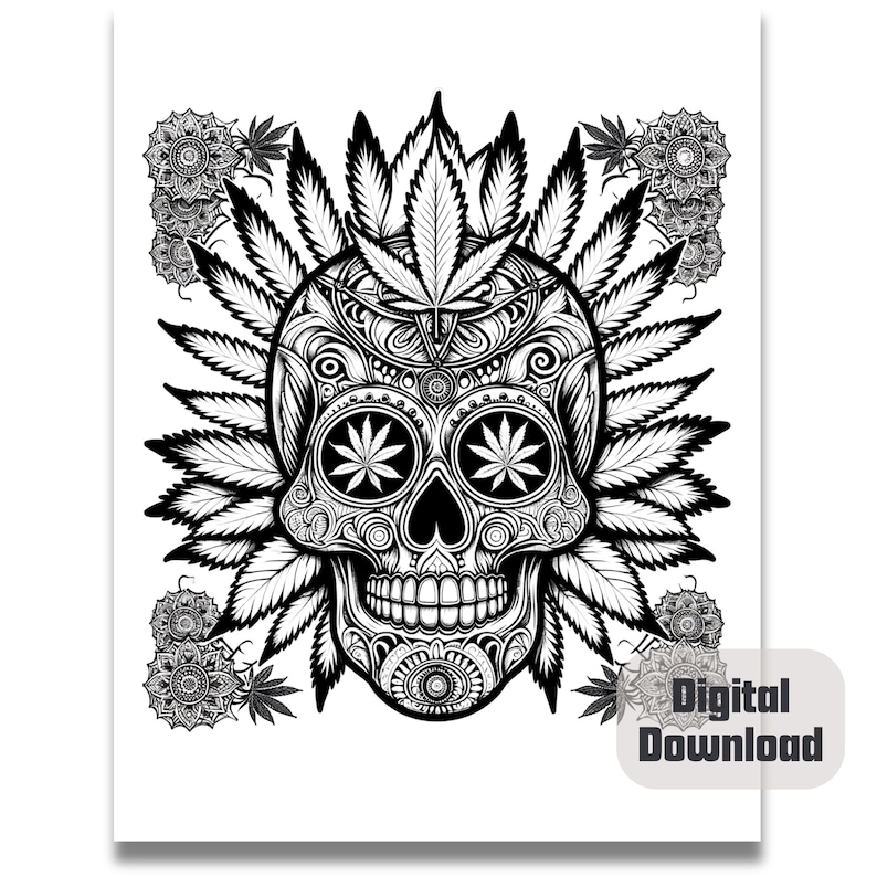 Mandalas & Marijuana Cannabis-themed Coloring Pages for Adults to ...