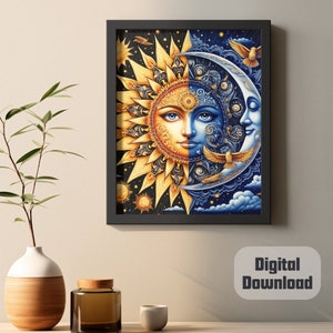 Mandala Eclipse Wall Art - 24x30" Digital Print - Day Night Theme - Etsy