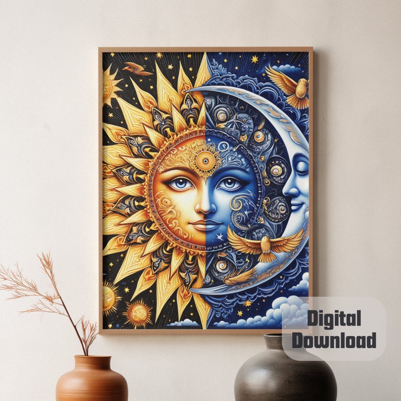 Mandala Eclipse Wall Art - 24x30" Digital Print - Day Night Theme - Etsy