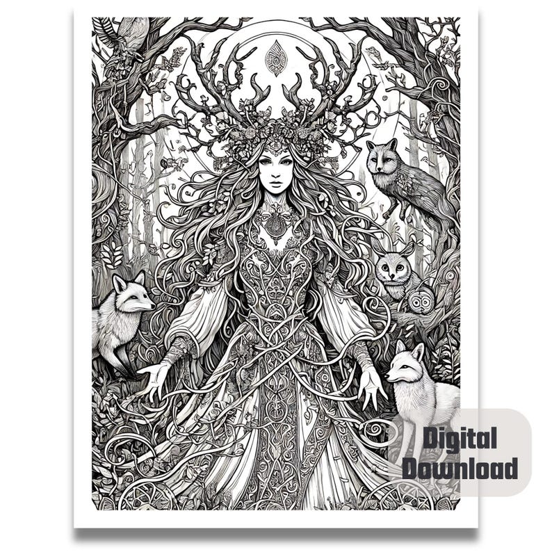 Witches & Magical Creatures Coloring Book | Fantasy Art (digital ...