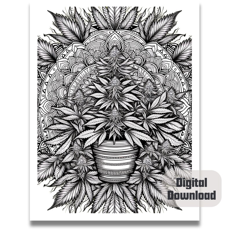Mandalas & Marijuana Cannabis-themed Coloring Pages for Adults to ...