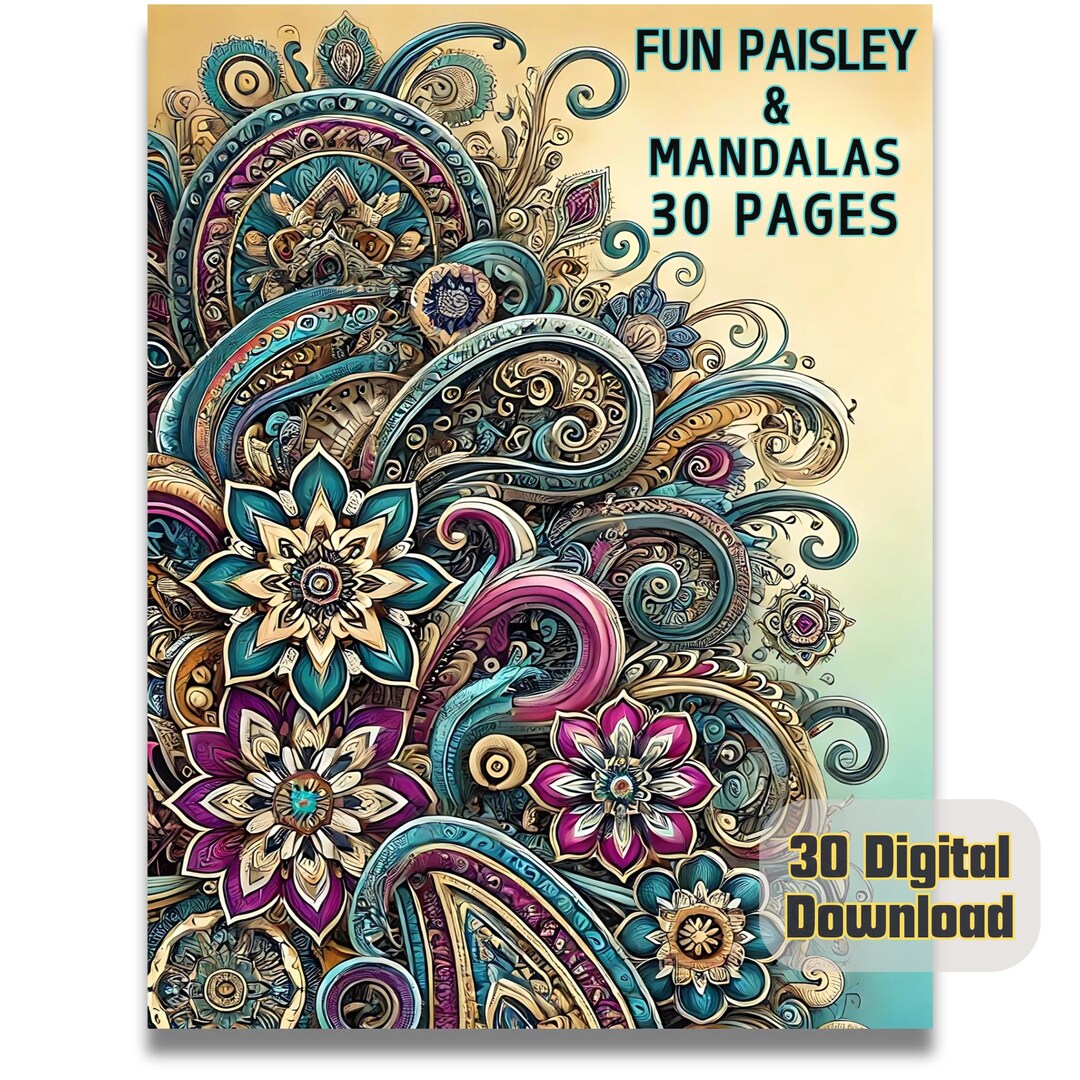 Paisley Mandala Coloring Book 30 Printable Art Pages Digital
