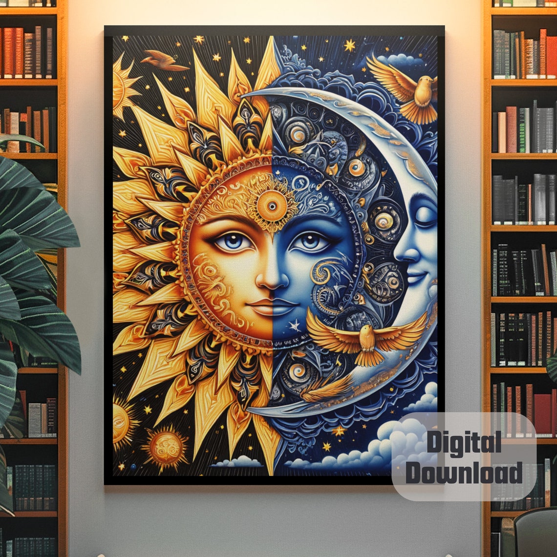Mandala Eclipse Wall Art 24x30 Digital Print Day Night Theme - Etsy