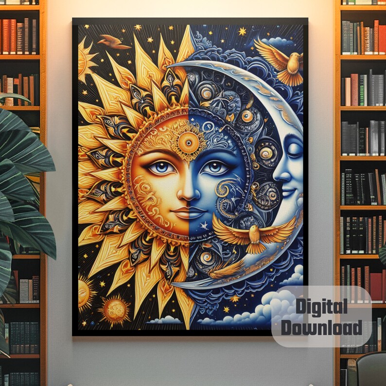 Mandala Eclipse Wall Art - 24x30" Digital Print - Day Night Theme - Etsy