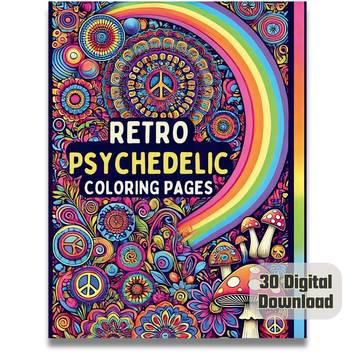 Retro Psychedelic Coloring Pages | 30 Groovy & Trippy Digital Designs ...