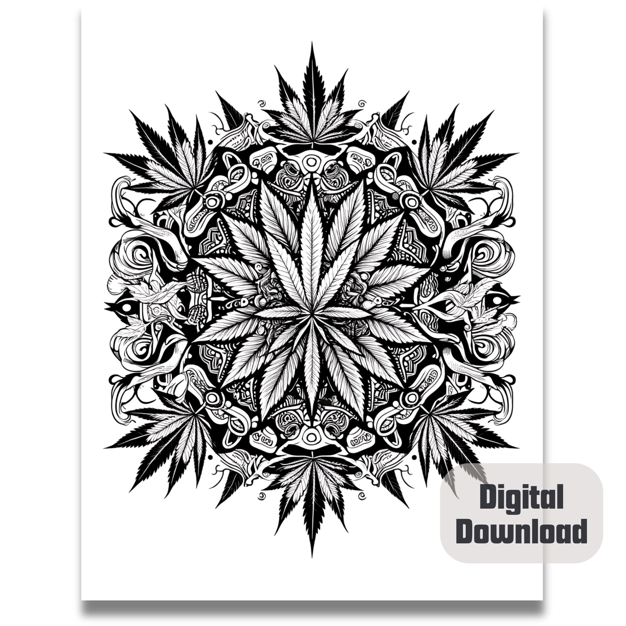 Mandalas & Marijuana Cannabis-themed Coloring Pages for Adults to ...