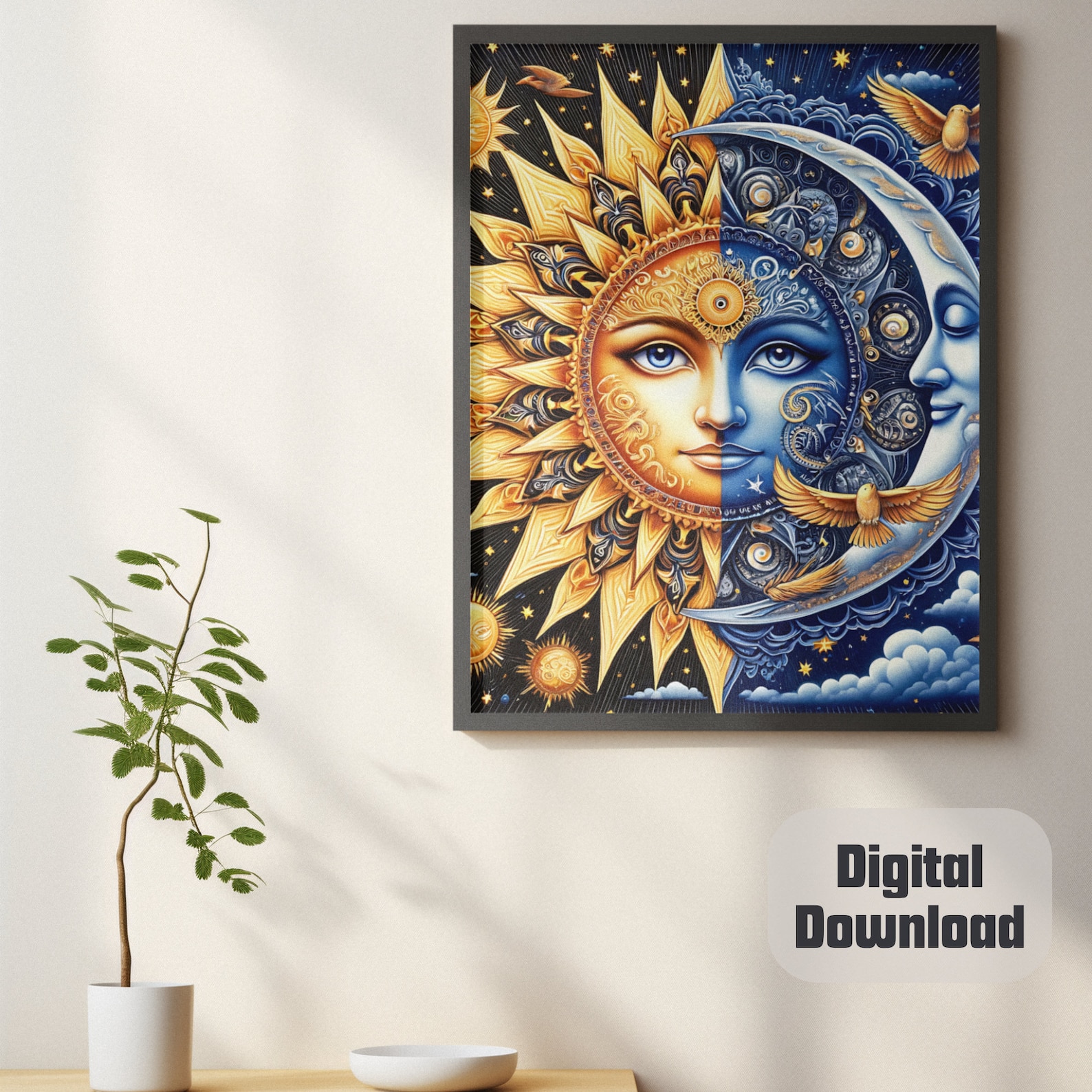 Mandala Eclipse Wall Art - 24x30" Digital Print - Day Night Theme - Etsy