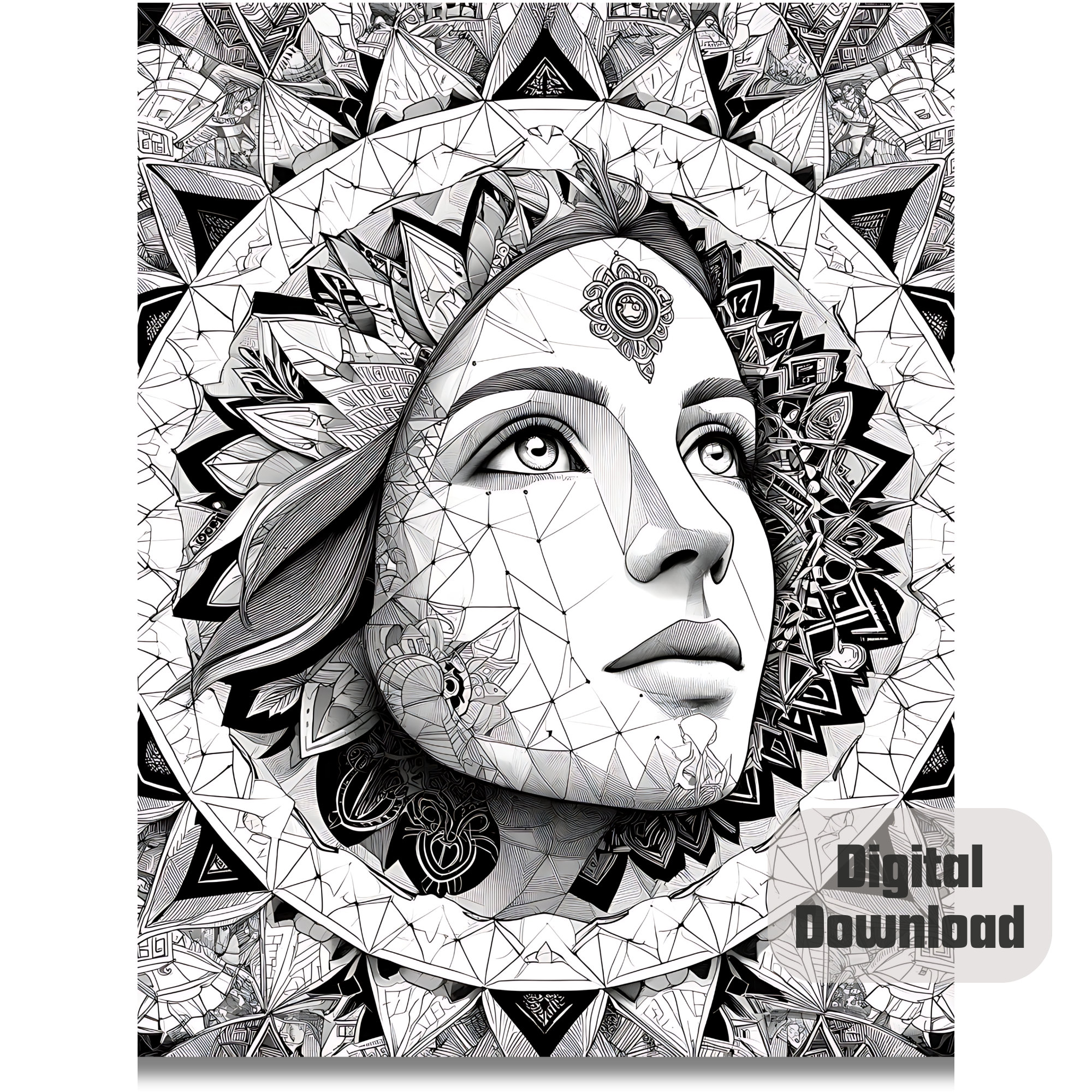 Elegant Mandalas & Faces: Adult Coloring Book for Relaxation ...