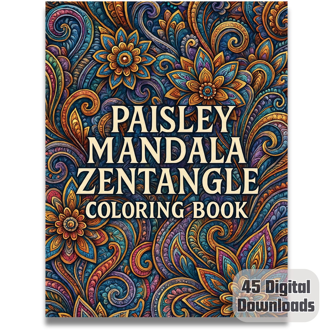 Paisley Mandala Coloring Book | 45 Printable Zentangle Designs (digital ...