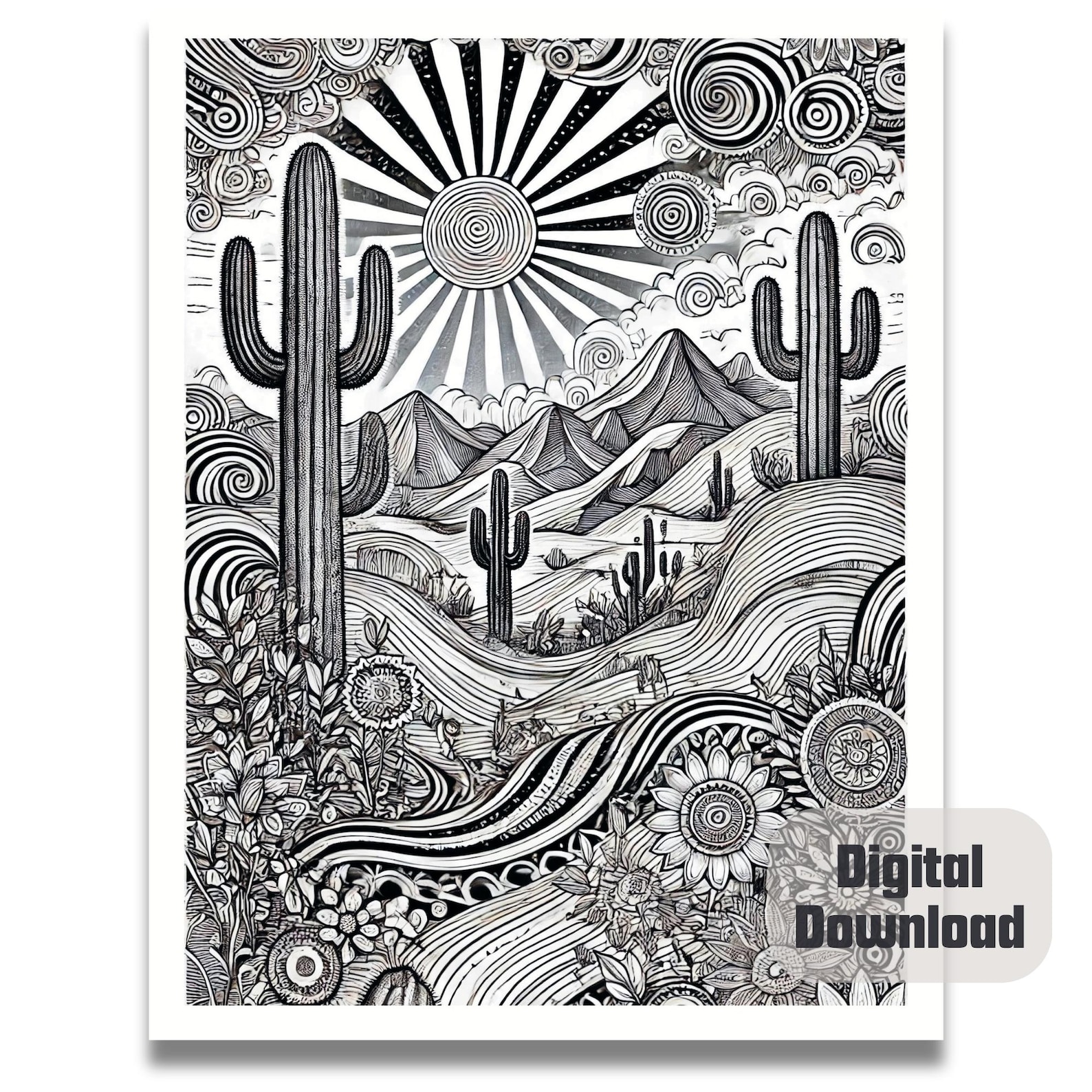 Retro Psychedelic Coloring Pages | 30 Groovy & Trippy Digital Designs ...