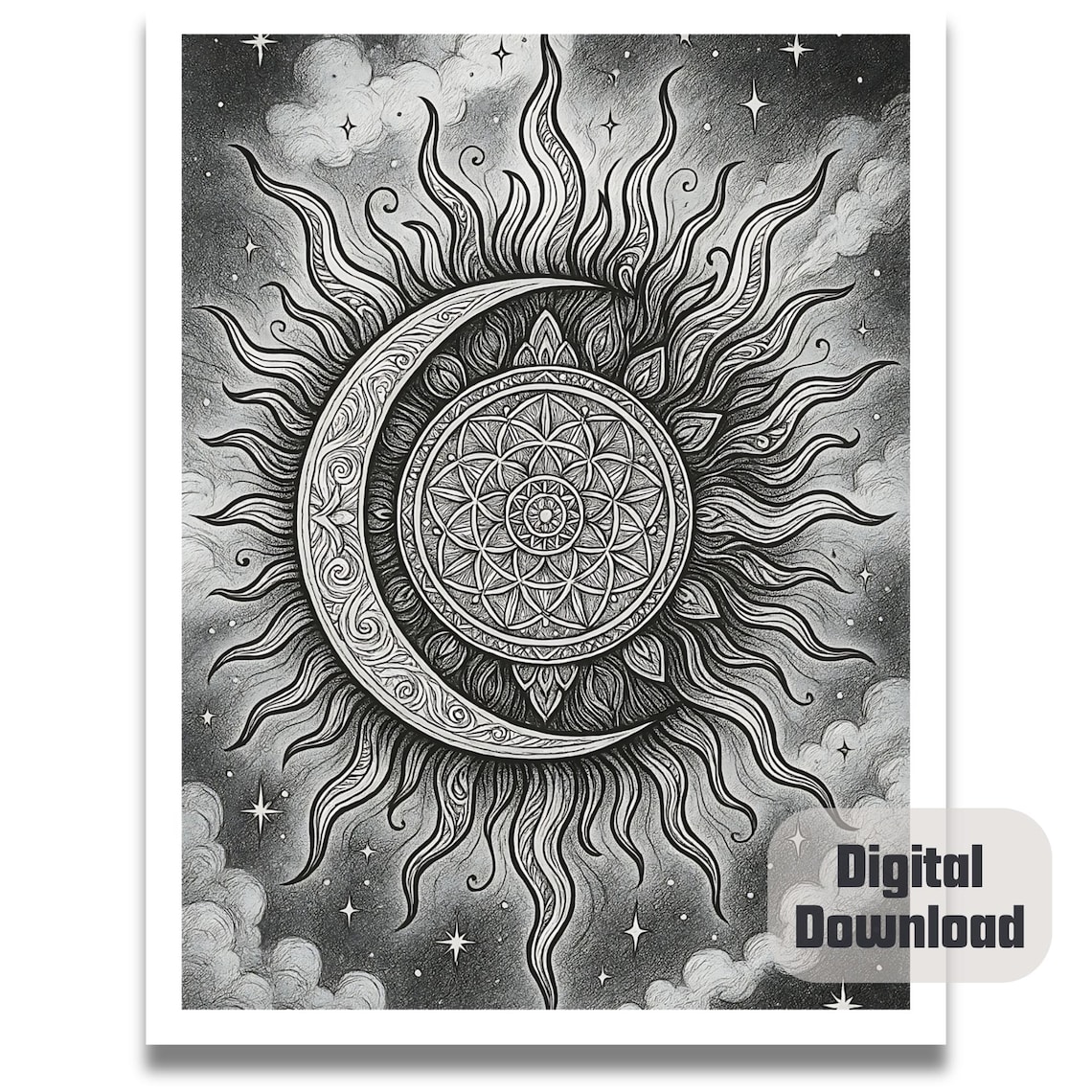 Mystic Moons & Solar Spirits Coloring Pages | 45 Celestial Animal and ...