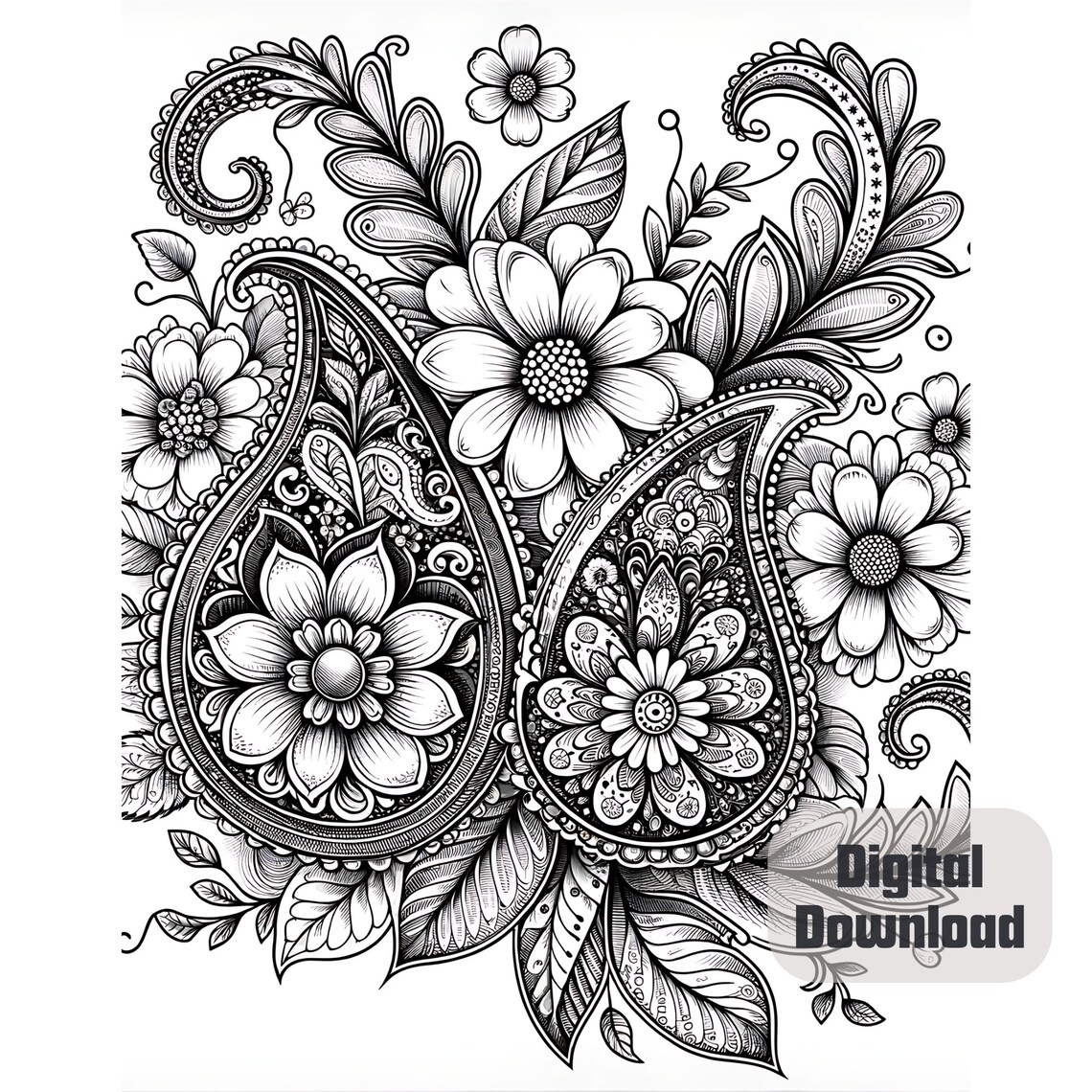 Intricate Paisley & Mandala Zentangle Coloring Book for Adults - Stress ...