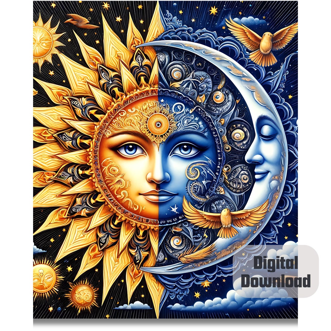Mandala Eclipse Wall Art - 24x30" Digital Print - Day Night Theme - Etsy