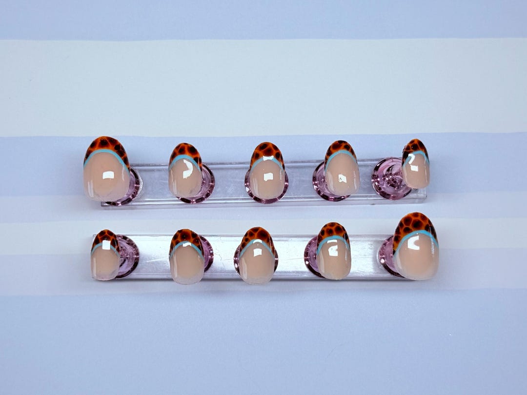 Tortoise Shell Outlined French Tip Press-on Nails - Etsy