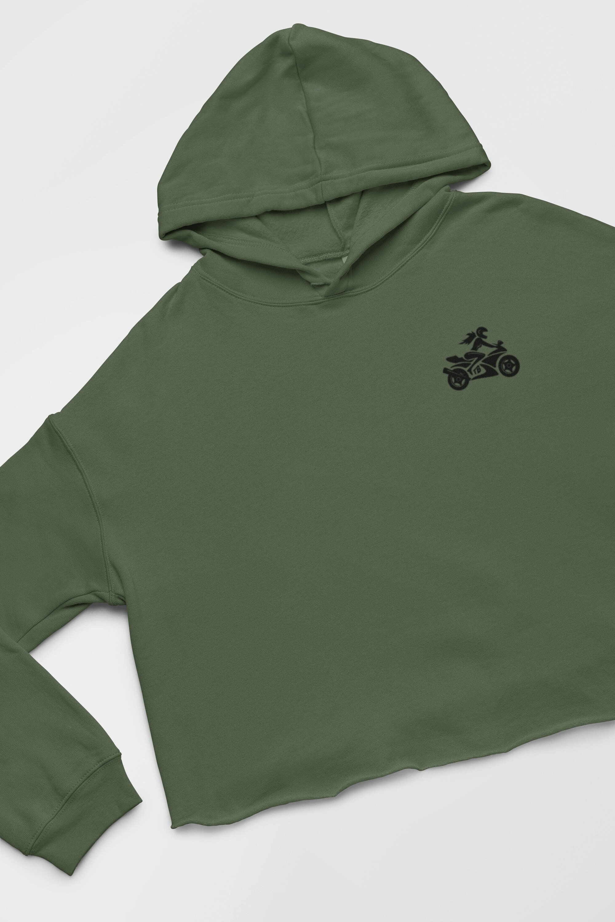 Olive Green Motorcycle Hoodie | Biker Girl Apparel | Crop Hoodie ...
