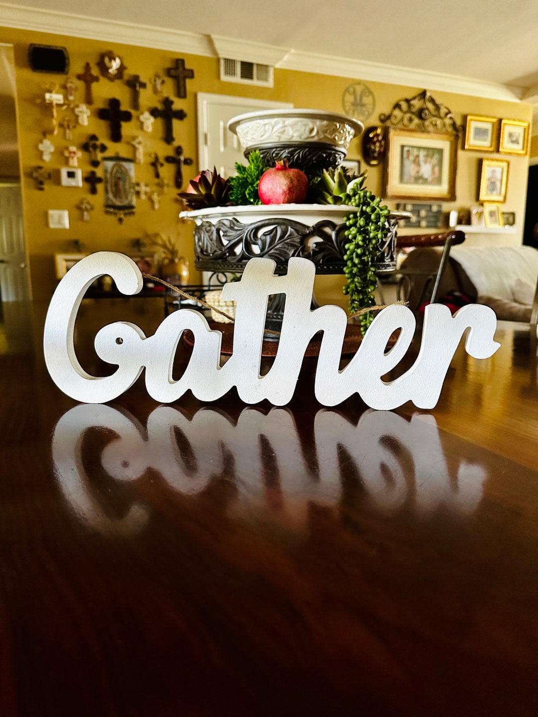 Gather Sign 15 1/2', White, Gather Word Cutout, 1/2 Thick Wooden ...