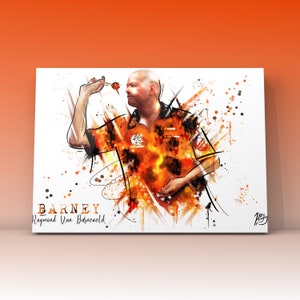 Barney, Raymond Van Barneveld Darts Legend A4 Print Orange Black ...