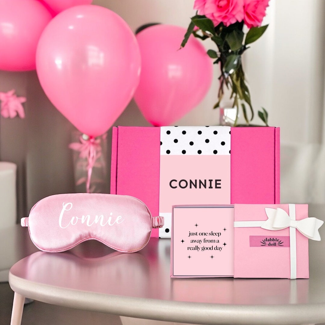 Personalized Silk Sleep Mask, Gift Set for Her Pink Silk Eye Mask Cover ...