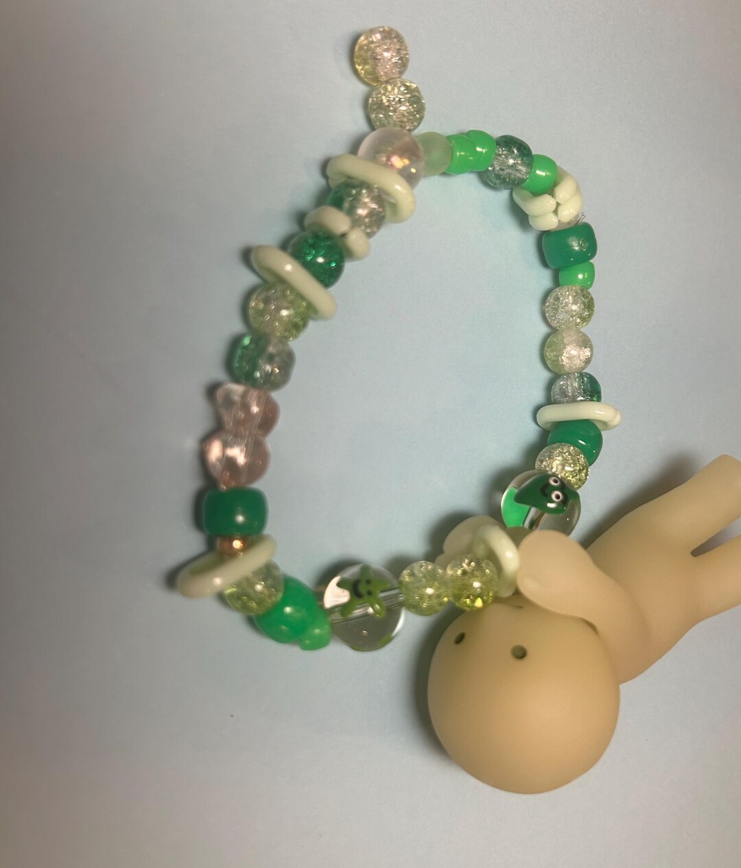 Green Cottagecore Cluttercore Trinket Bracelet Stretchy Kandi Single ...