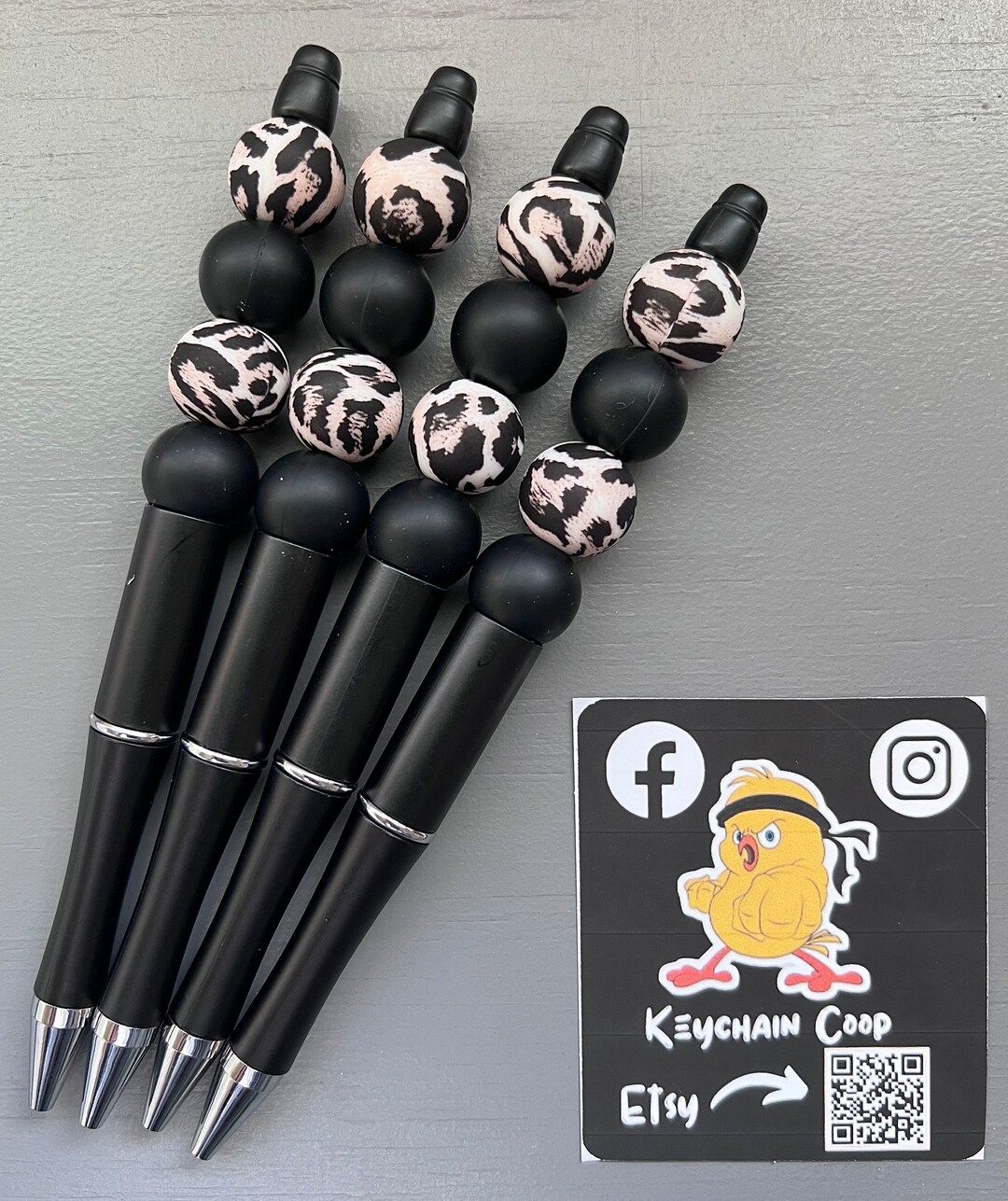Cheetah Themed Pen Black Ink silicon Beads - Etsy