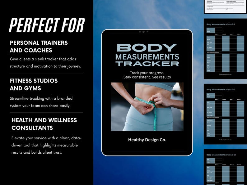 Body Measurement Tracker Template | Canva | Fitness Progress Tracker ...