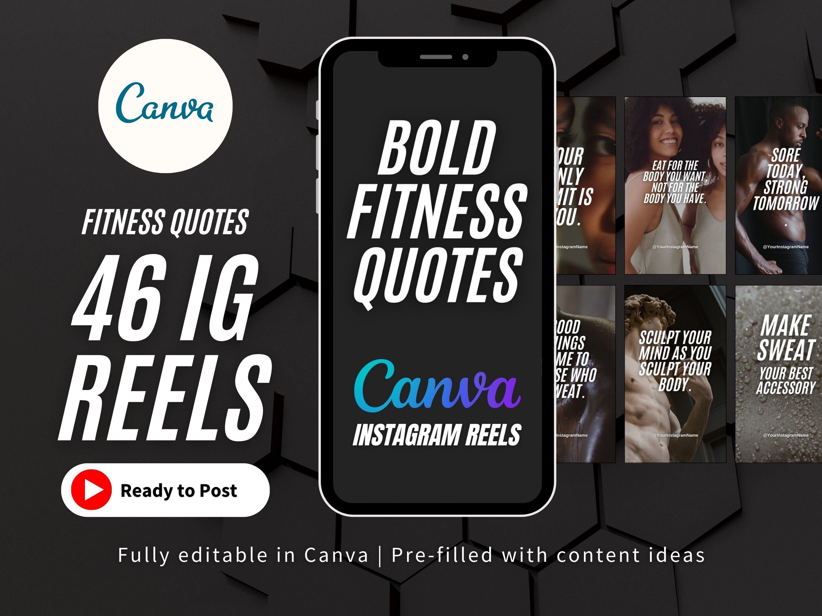 Bold Fitness Quotes- 46 Instagram Reels - Etsy