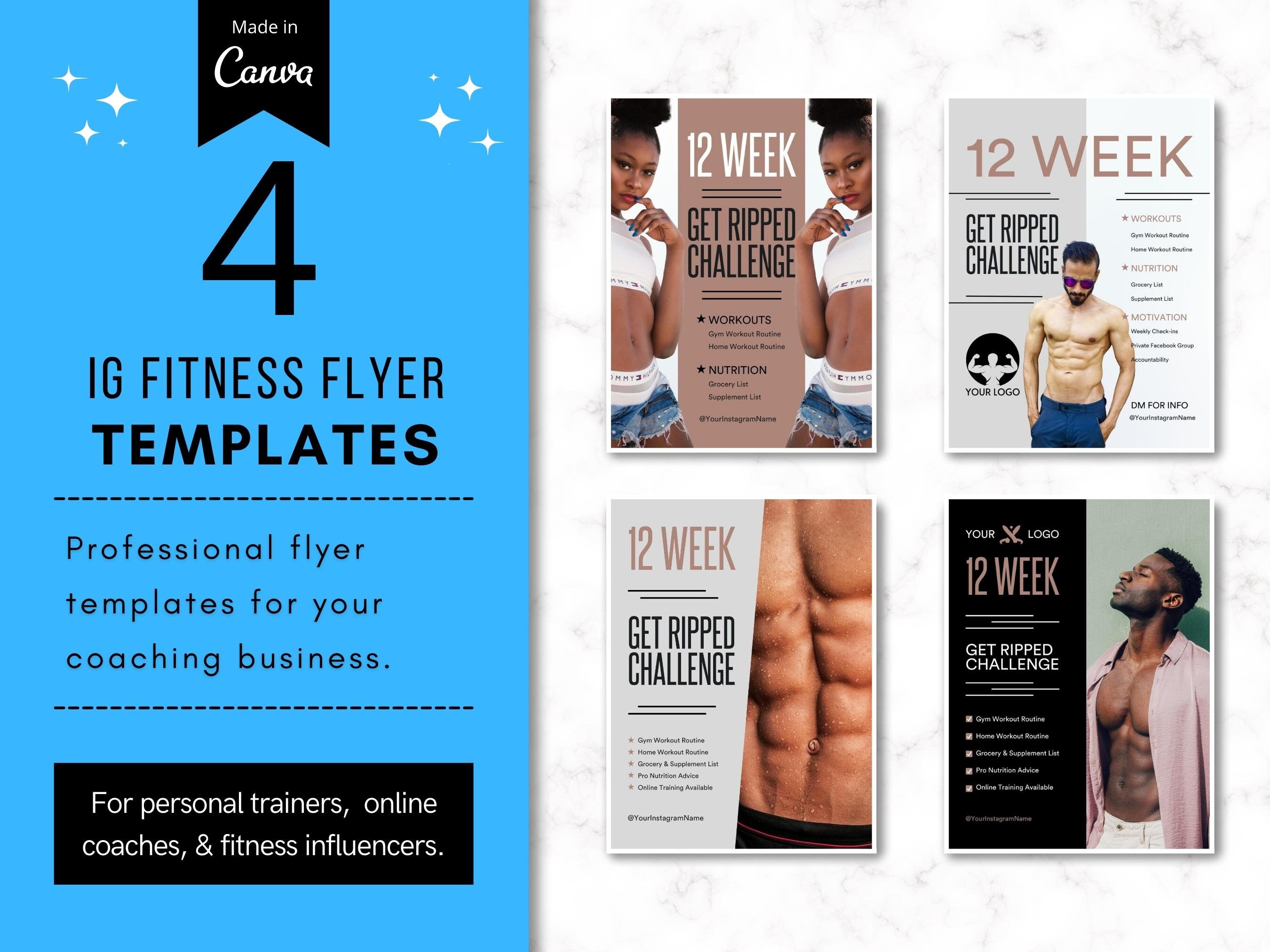 12 Wk IG Fitness Flyer Template - Etsy