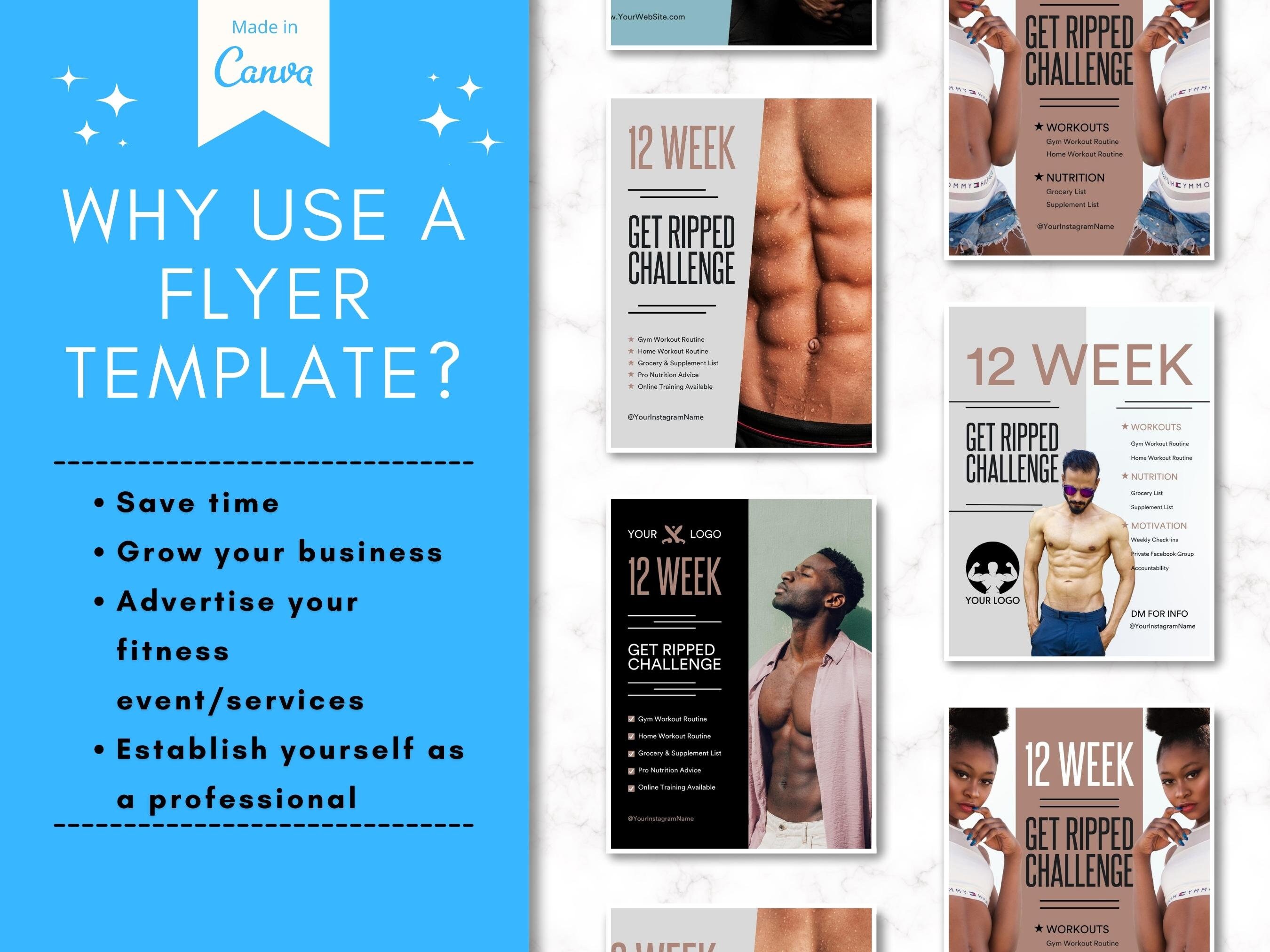 12 Wk IG Fitness Flyer Template - Etsy