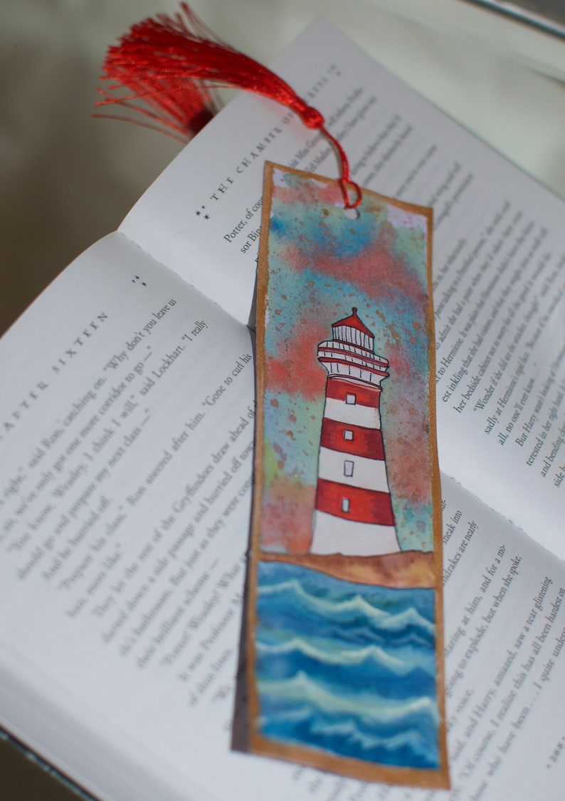 Hand Painted Watercolor Lighthouse Bookmark. Gifts for Her, Gifts for ...