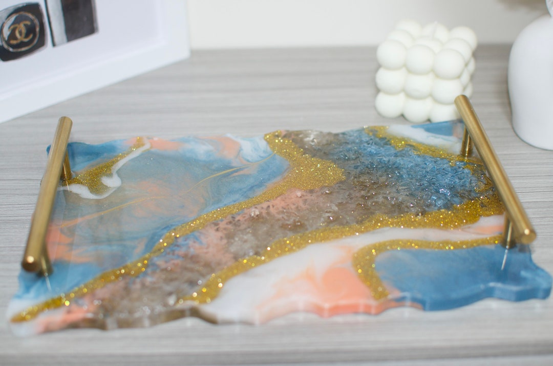 Handmade Decorative Geode Tray With Crushed Glass. Geode Agate - Etsy