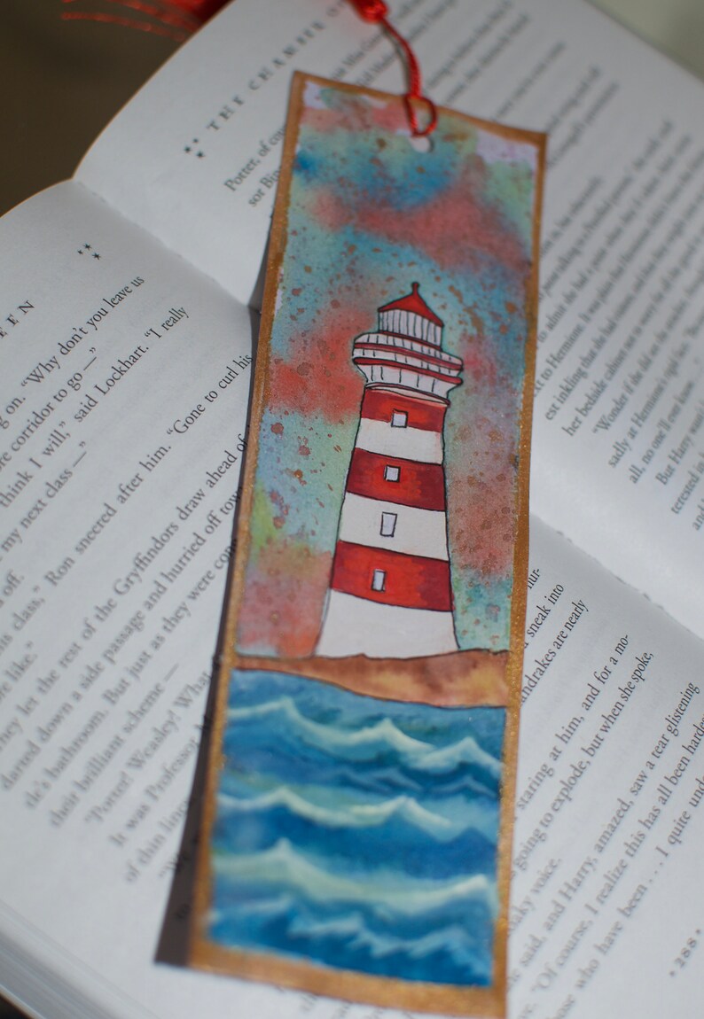 Hand Painted Watercolor Lighthouse Bookmark. Gifts for Her, Gifts for ...
