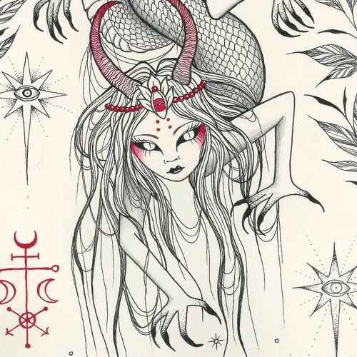 DARK GODDESS Art Print-lilith Art-dark - Etsy