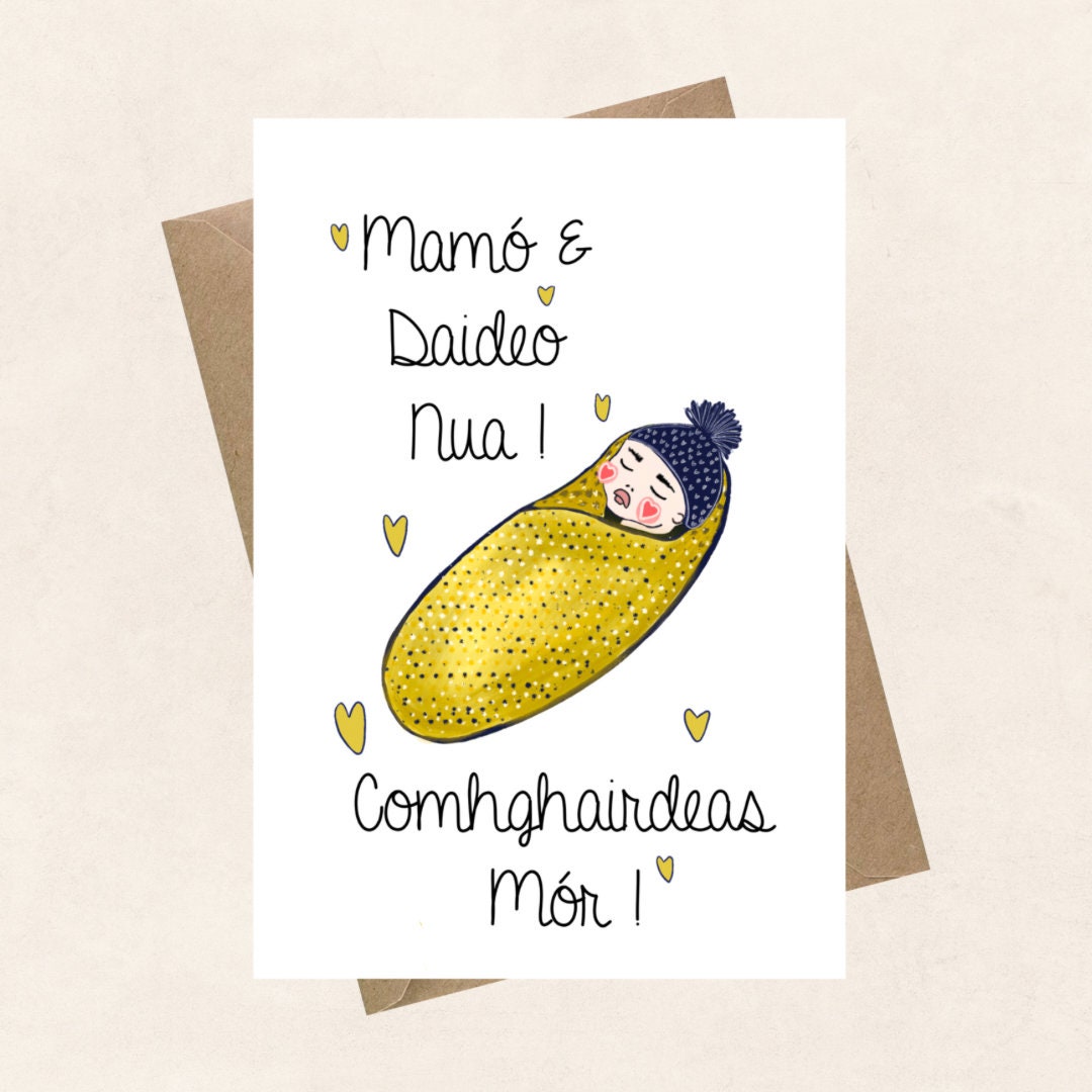 Mamó Agus Daideo Nua, Congrats, Irish Language Greeting Card, Gaeilge ...