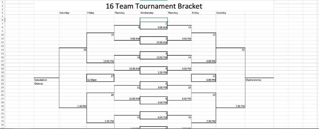 Printable 16 Team Tournament Bracket - Digital Download | Perfect for ...