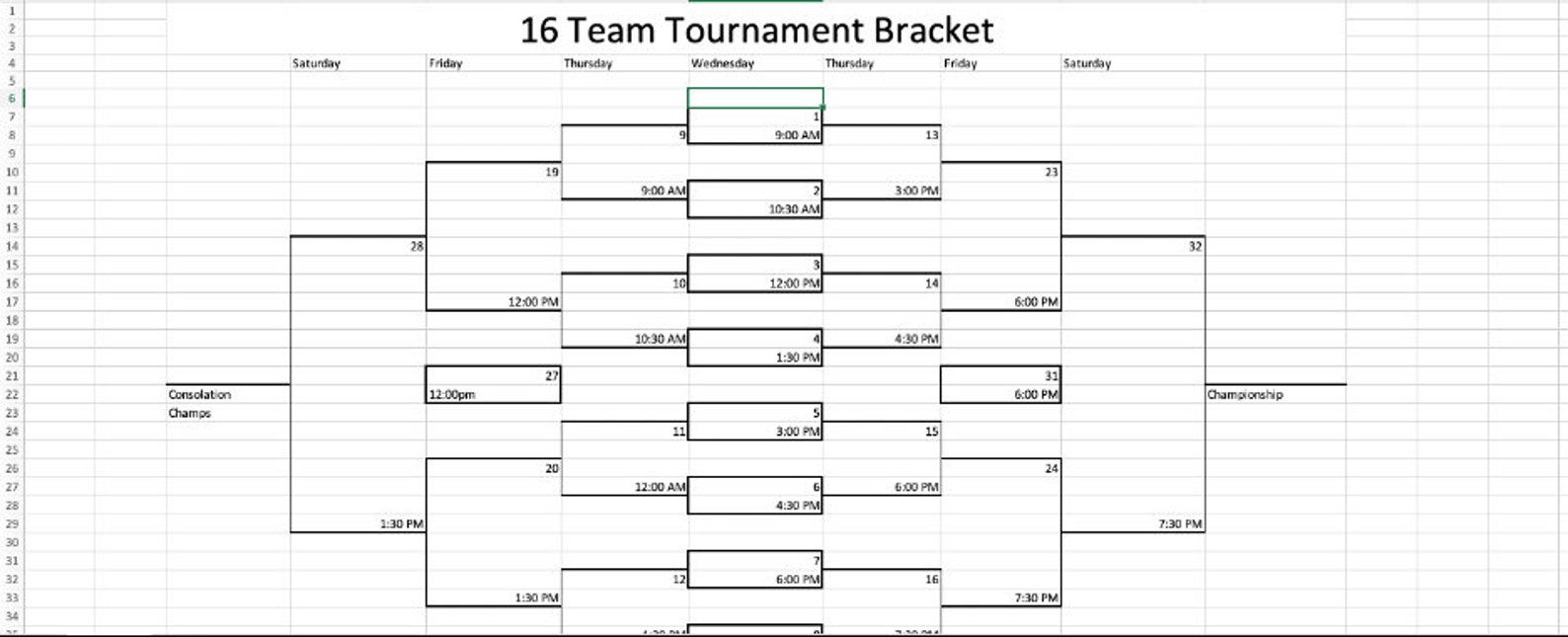 Printable 16 Team Tournament Bracket - Digital Download | Perfect for ...